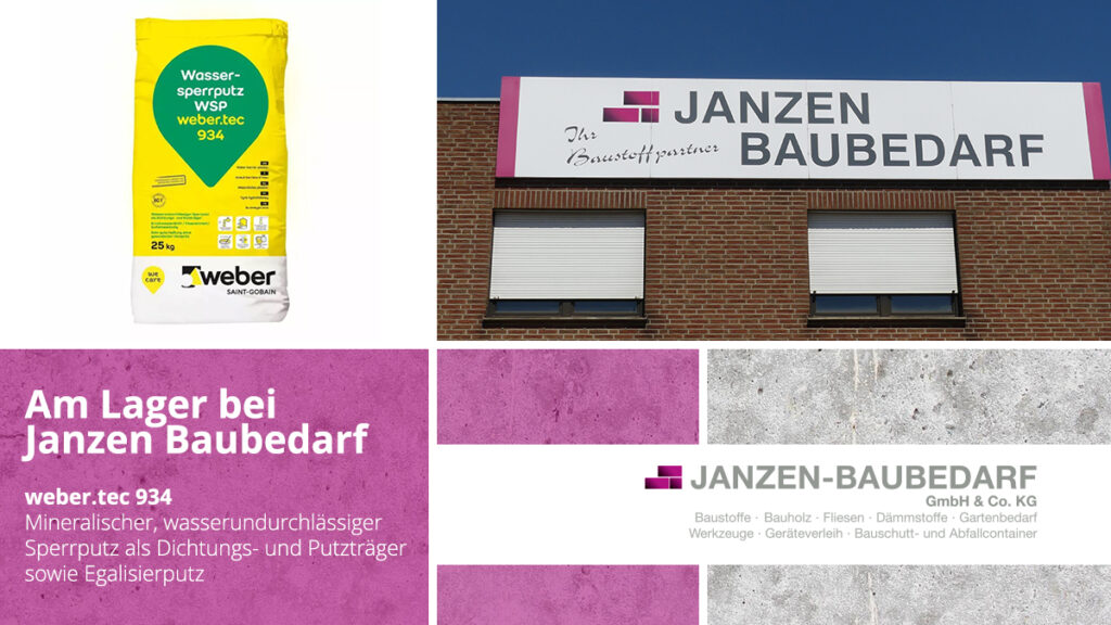 weber.tec 934 - Sperrputz als Dichtungs- und Putzträger sowie Egalisierputz - Janzen Baubedarf